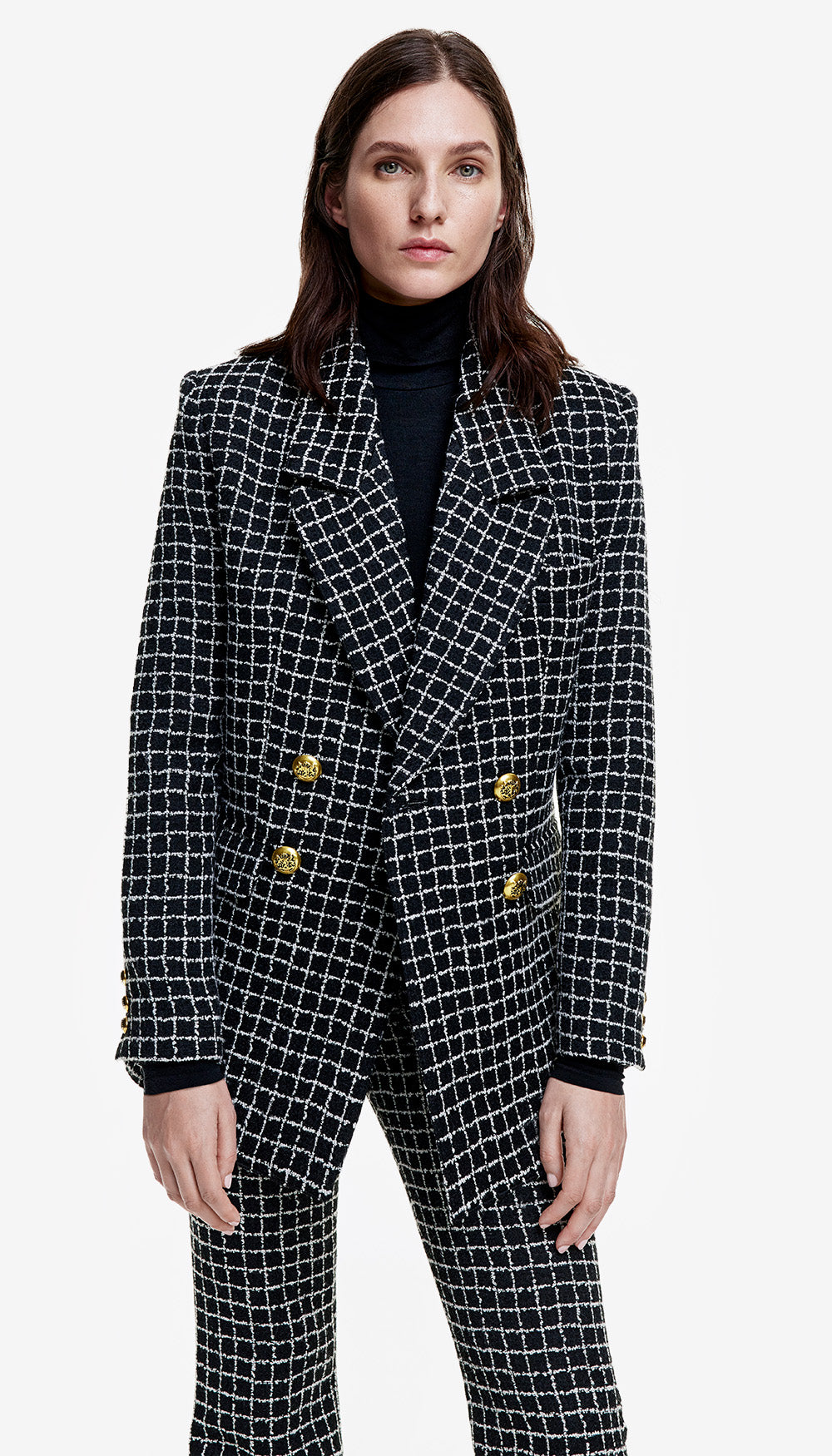 Oversized DB Blazer in Black Grid | SMYTHE