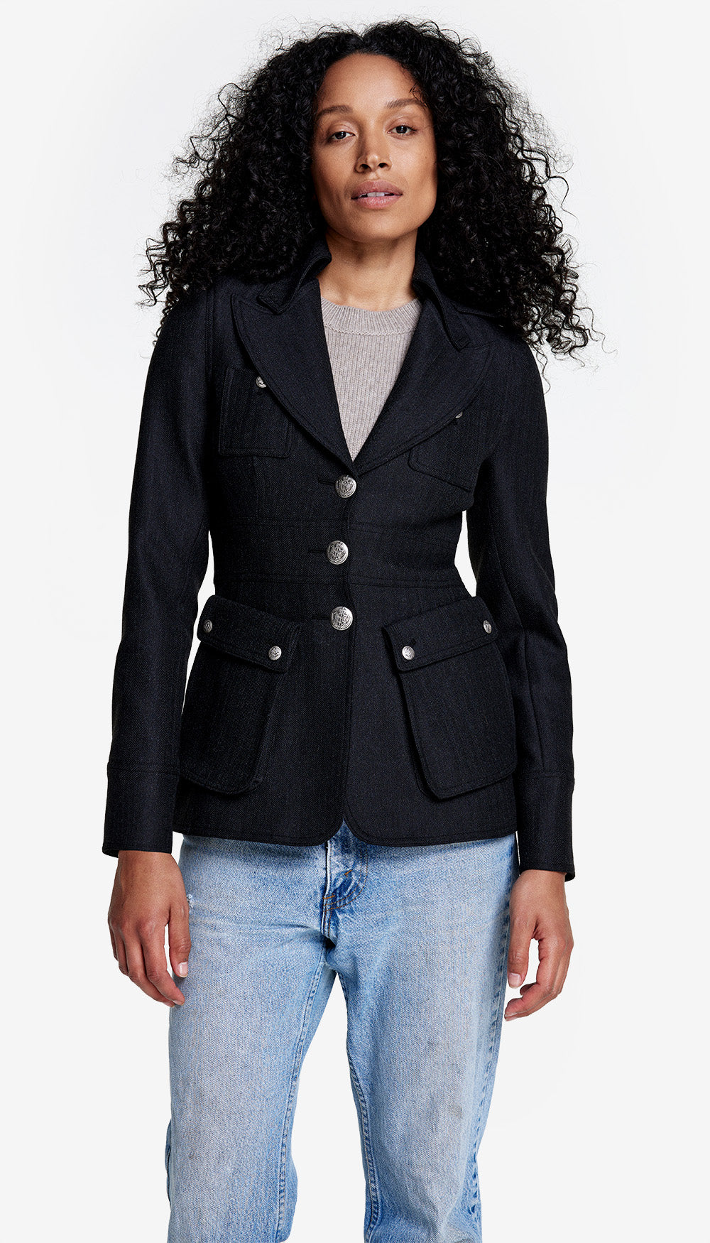 Officers Jacket in Carbon Herringbone | SMYTHE