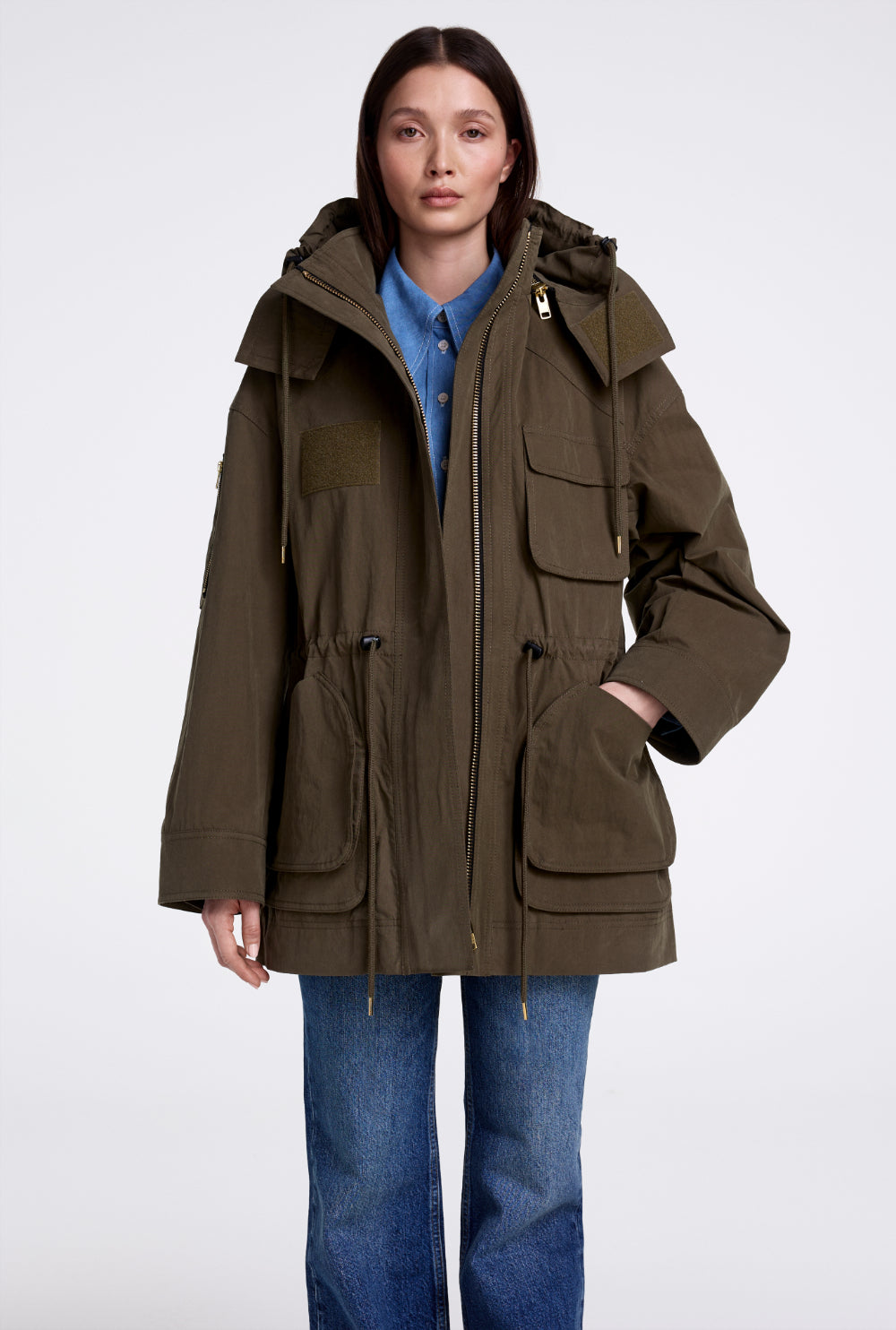 Hooded Flak Jacket in Army Green | SMYTHE