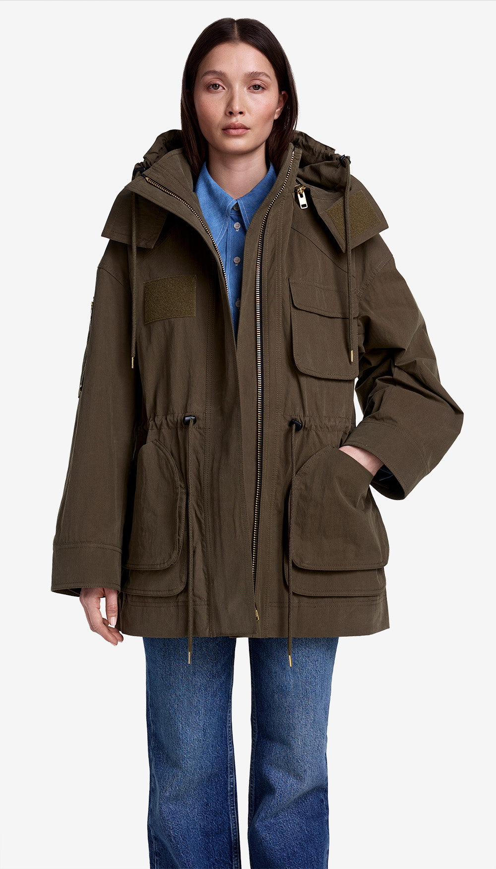 Hooded Flak Jacket in Army Green | SMYTHE