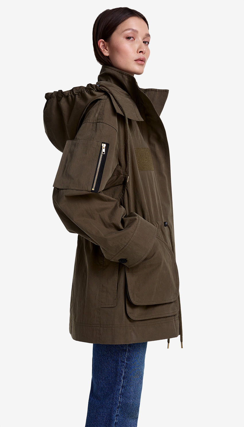 Hooded Flak Jacket in Army Green | SMYTHE