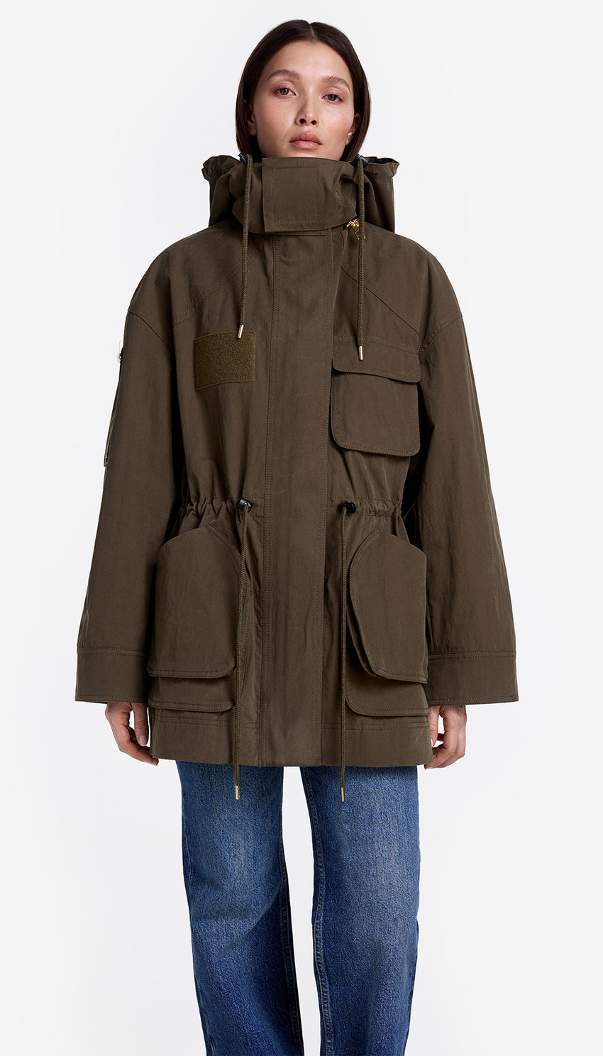 Hooded Flak Jacket in Army Green | SMYTHE