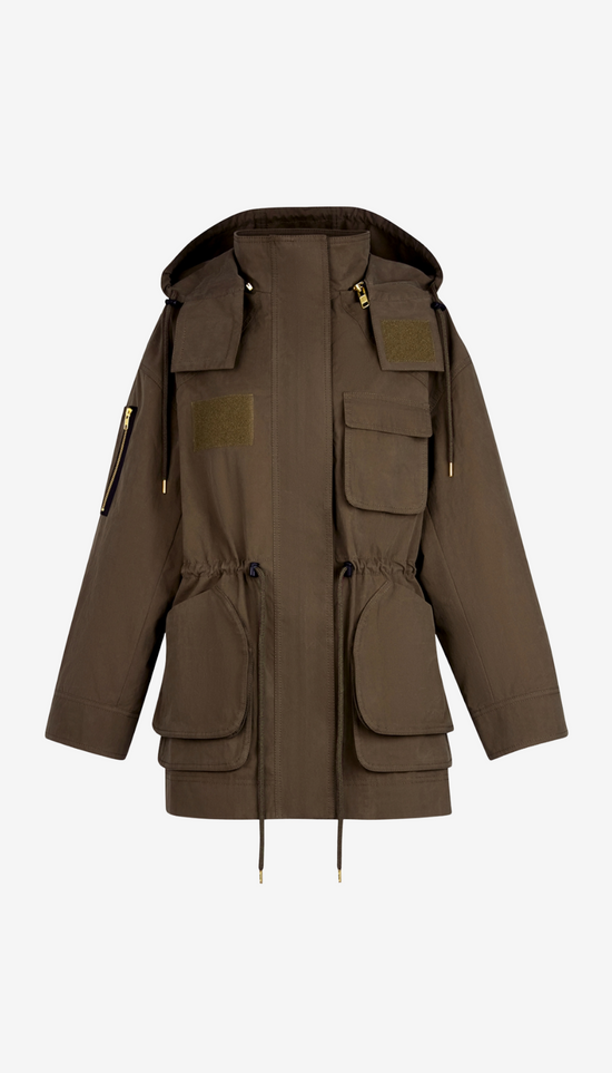Hooded Flak Jacket in Army Green | SMYTHE