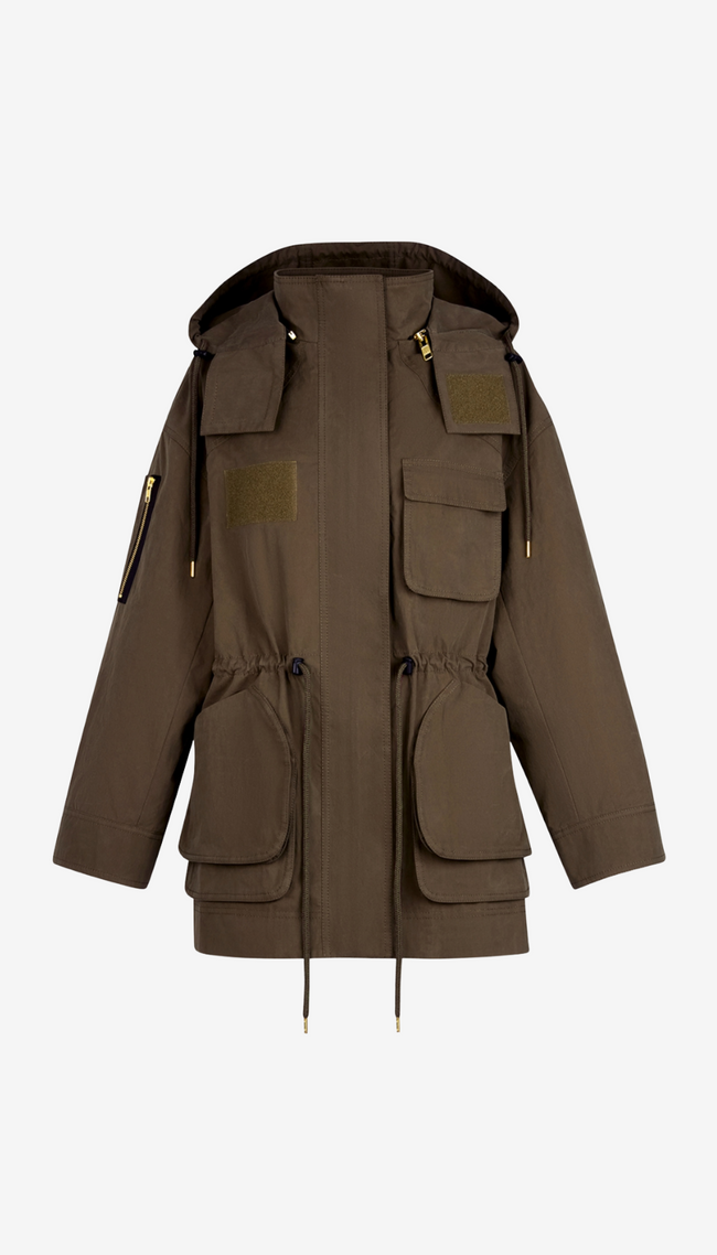 Hooded Flak Jacket in Army Green | SMYTHE