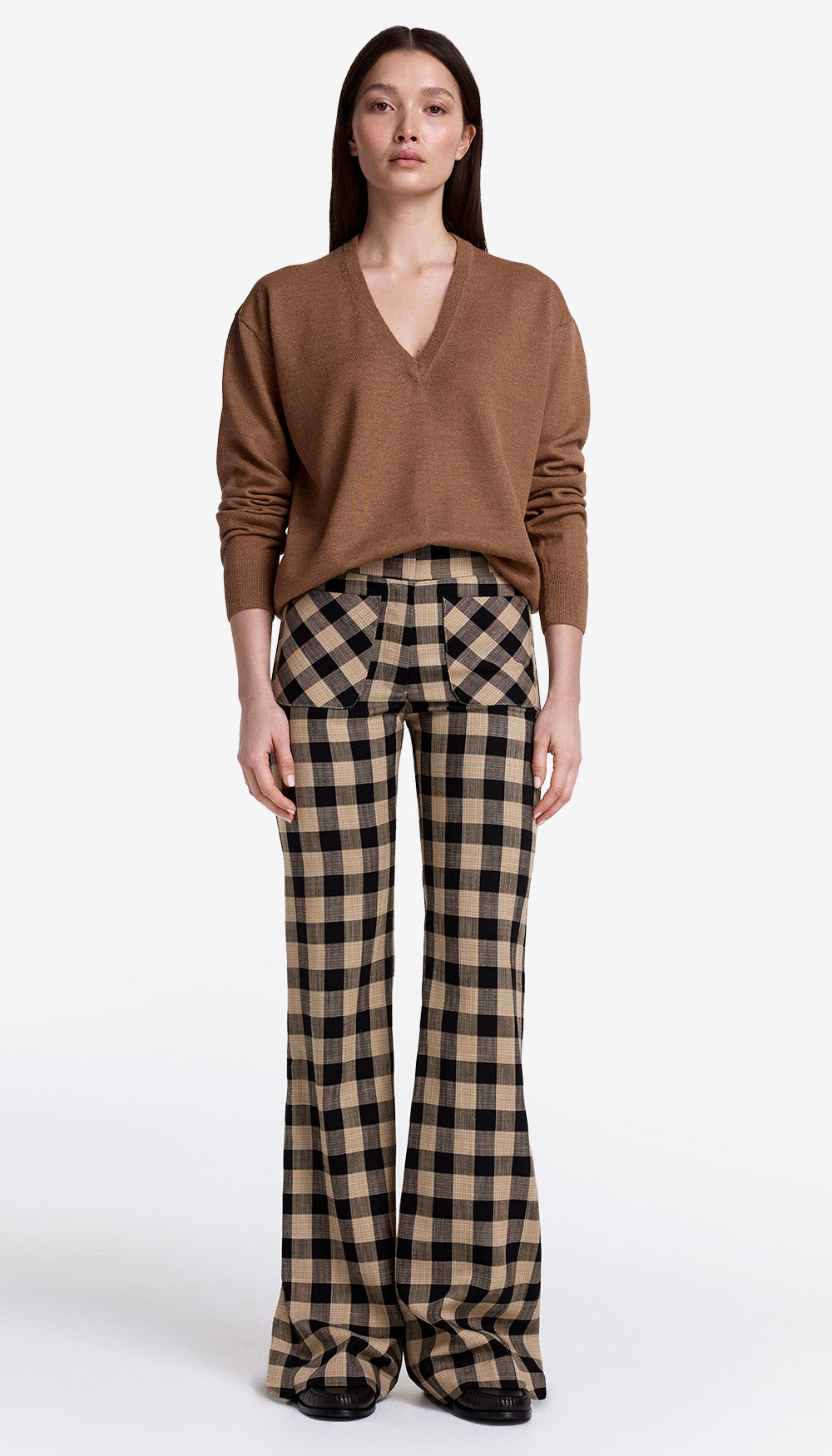 Classic Patch Pocket Pant in Tan Check | SMYTHE