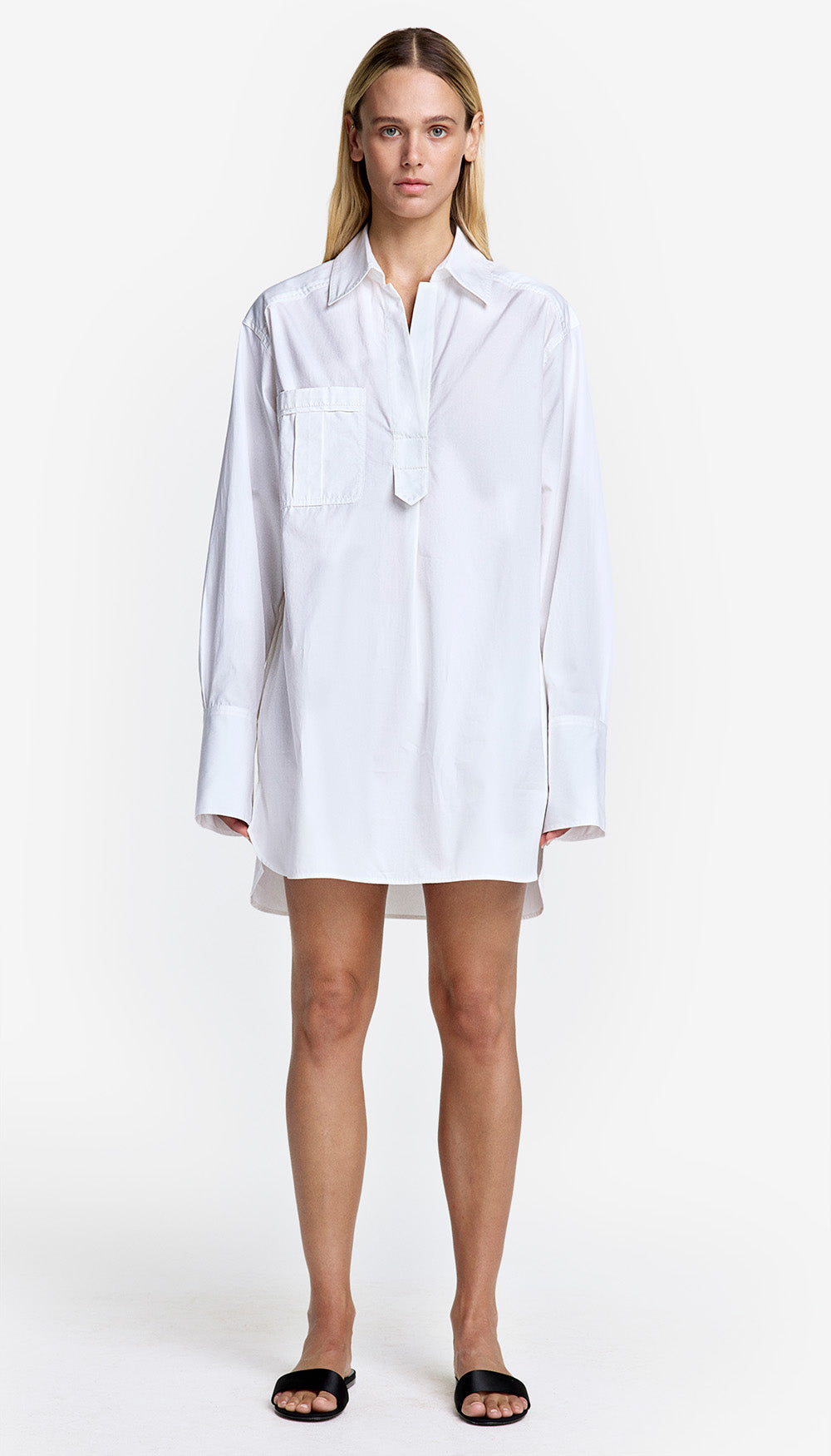 Over the Head Shirt Dress in White | SMYTHE